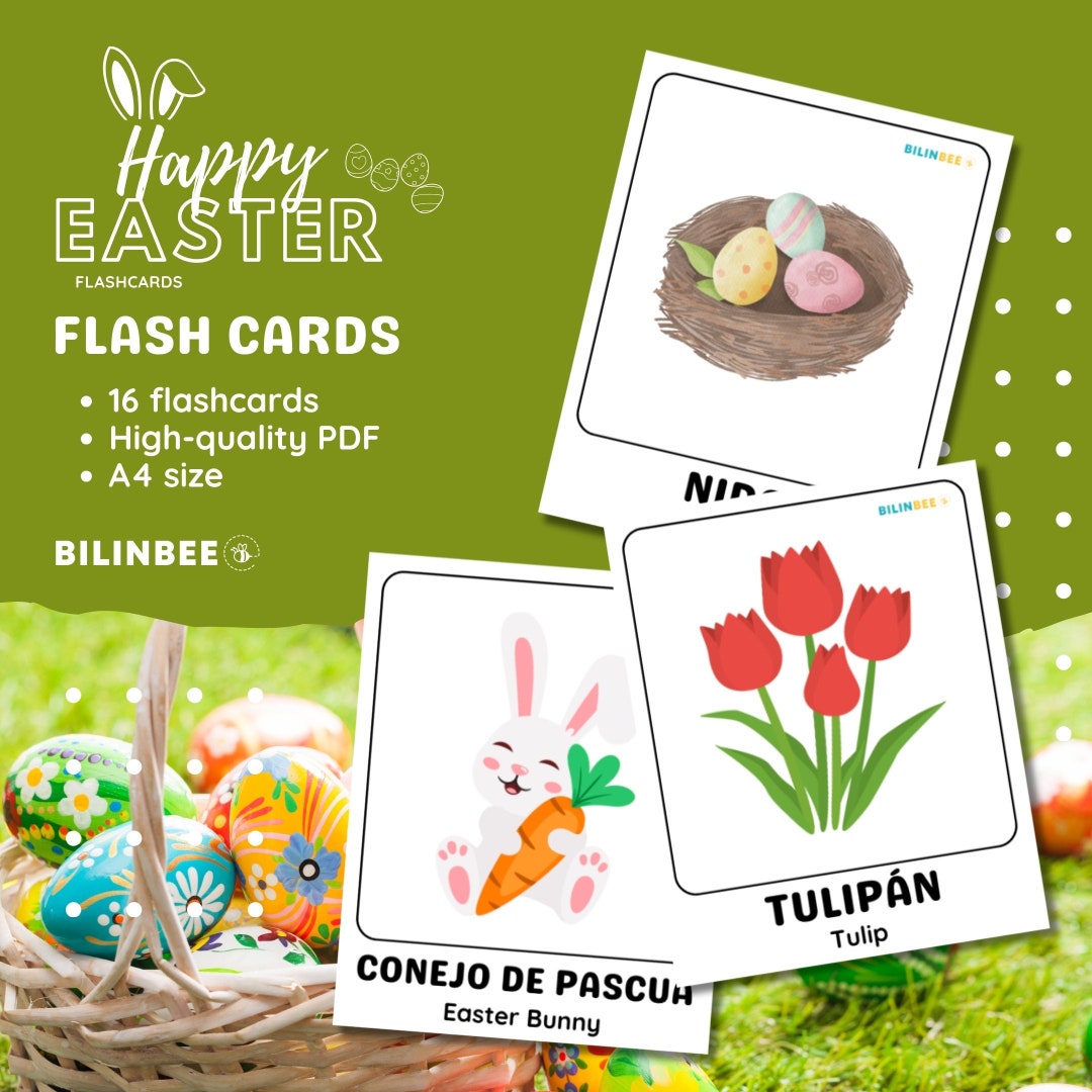 Easter Bilingual Flashcards | Digital | Educational Resources | Spanish ...