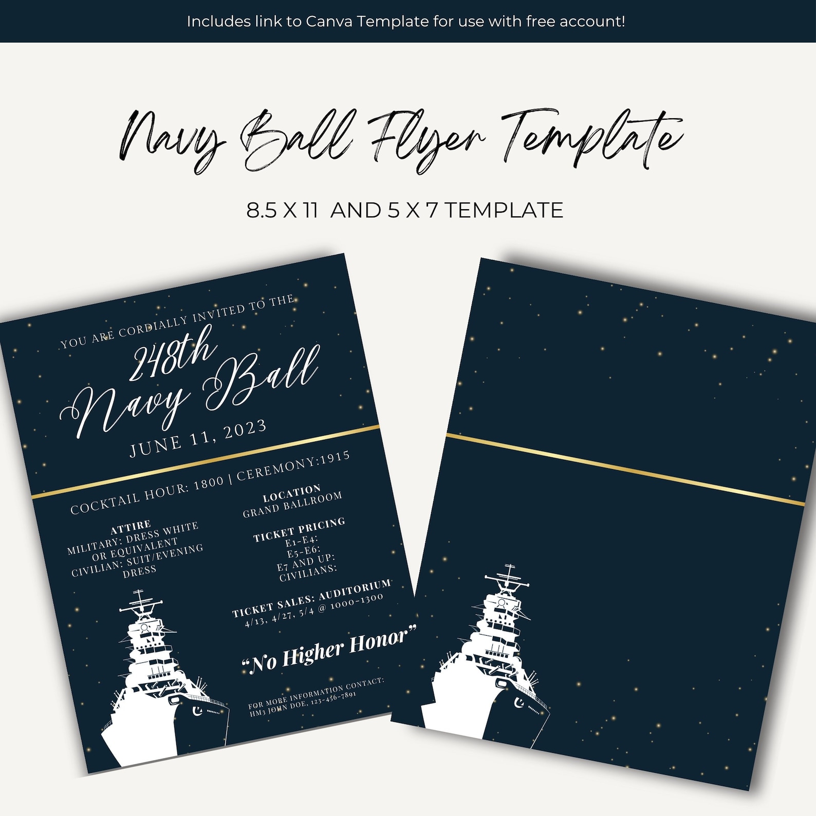 Navy Ball Flyer Template U.S Navy HM Corpsman Seabee BM CS Printable - Etsy