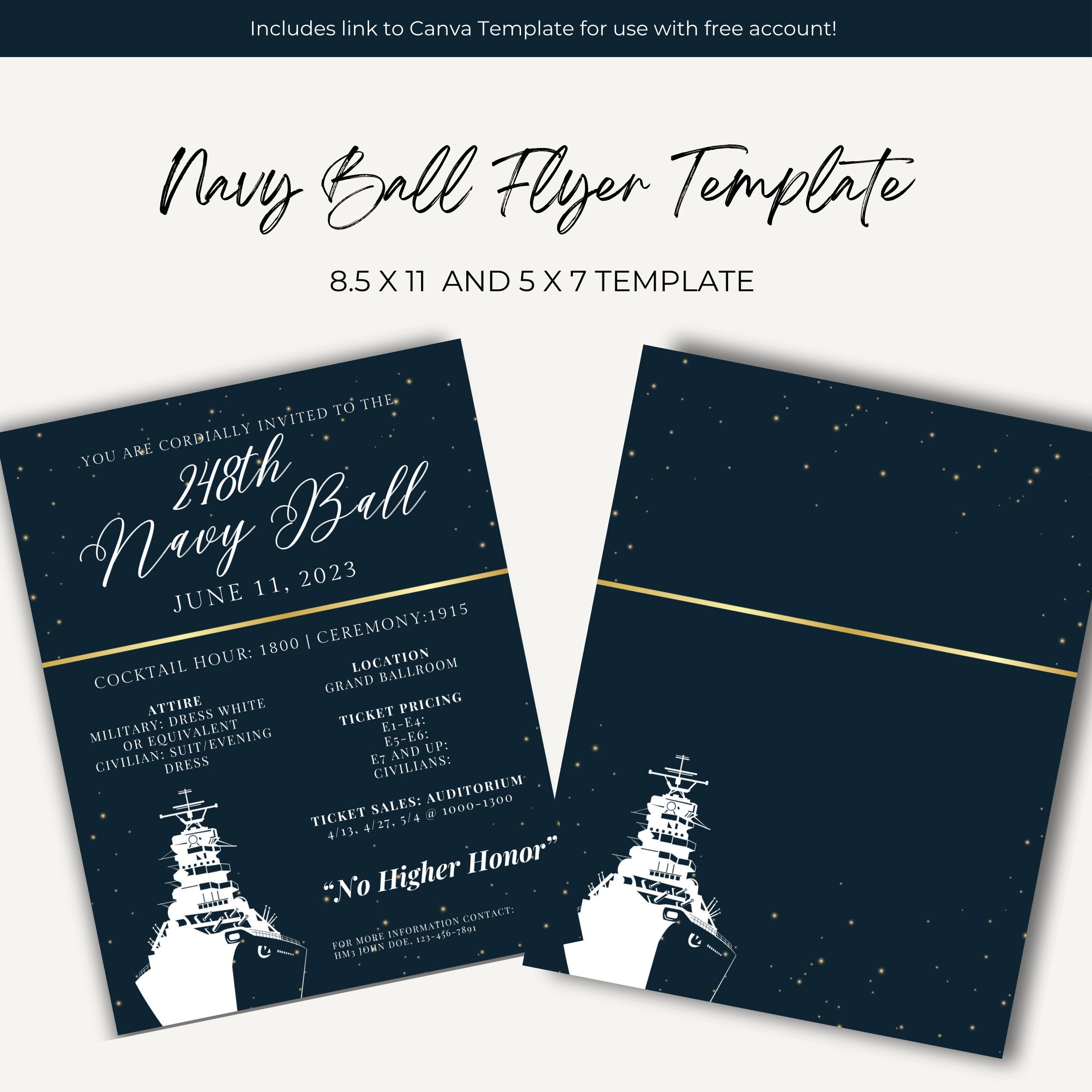Navy Ball Flyer Template U.S Navy HM Corpsman Seabee BM CS Printable - Etsy