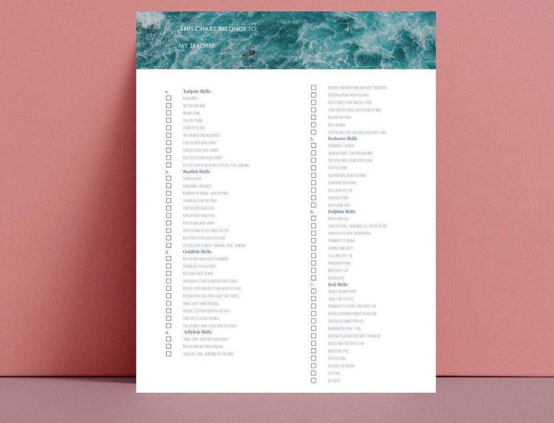 Swim Lesson Skills Chart Complete Sunsational Swim Lessons Swimming ...