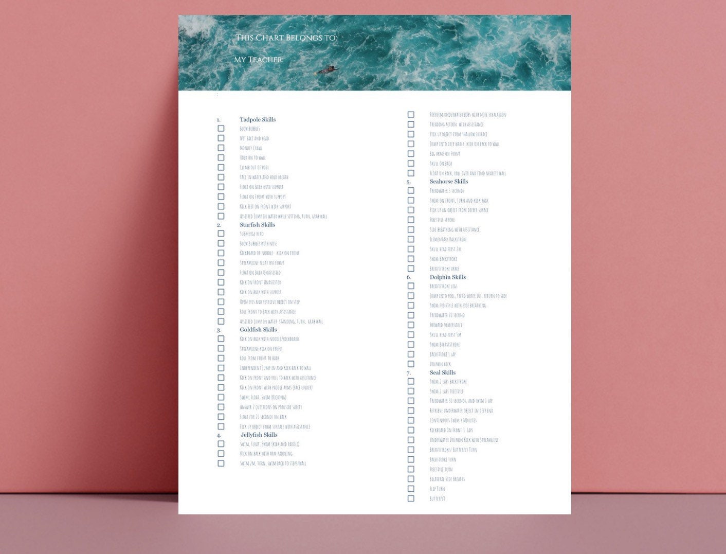 Swim Lesson Skills Chart Complete Sunsational Swim Lessons Swimming ...