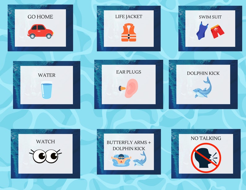 Swim Lesson Visual Cards for Autism, Non-verbal Learners (printable PDF ...