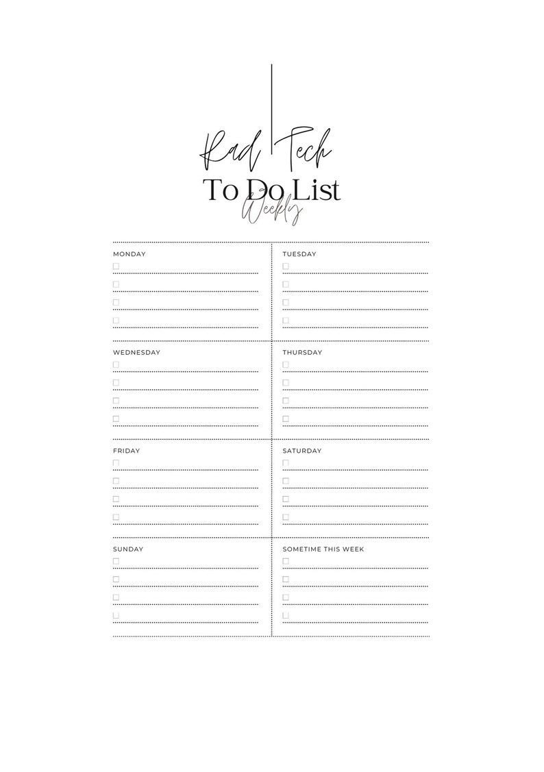 Rad Tech X-ray Black and White Technician Planner Student Clinical ...