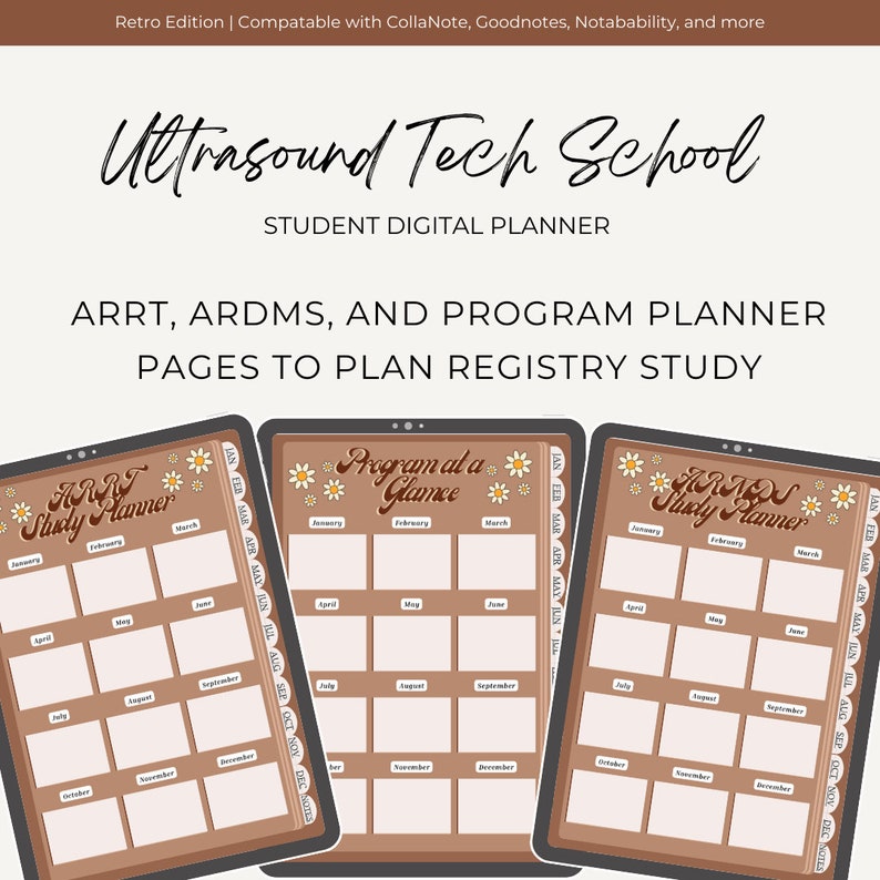 Ultrasound Tech Student Digital Planner Notebook Sonographer School ...