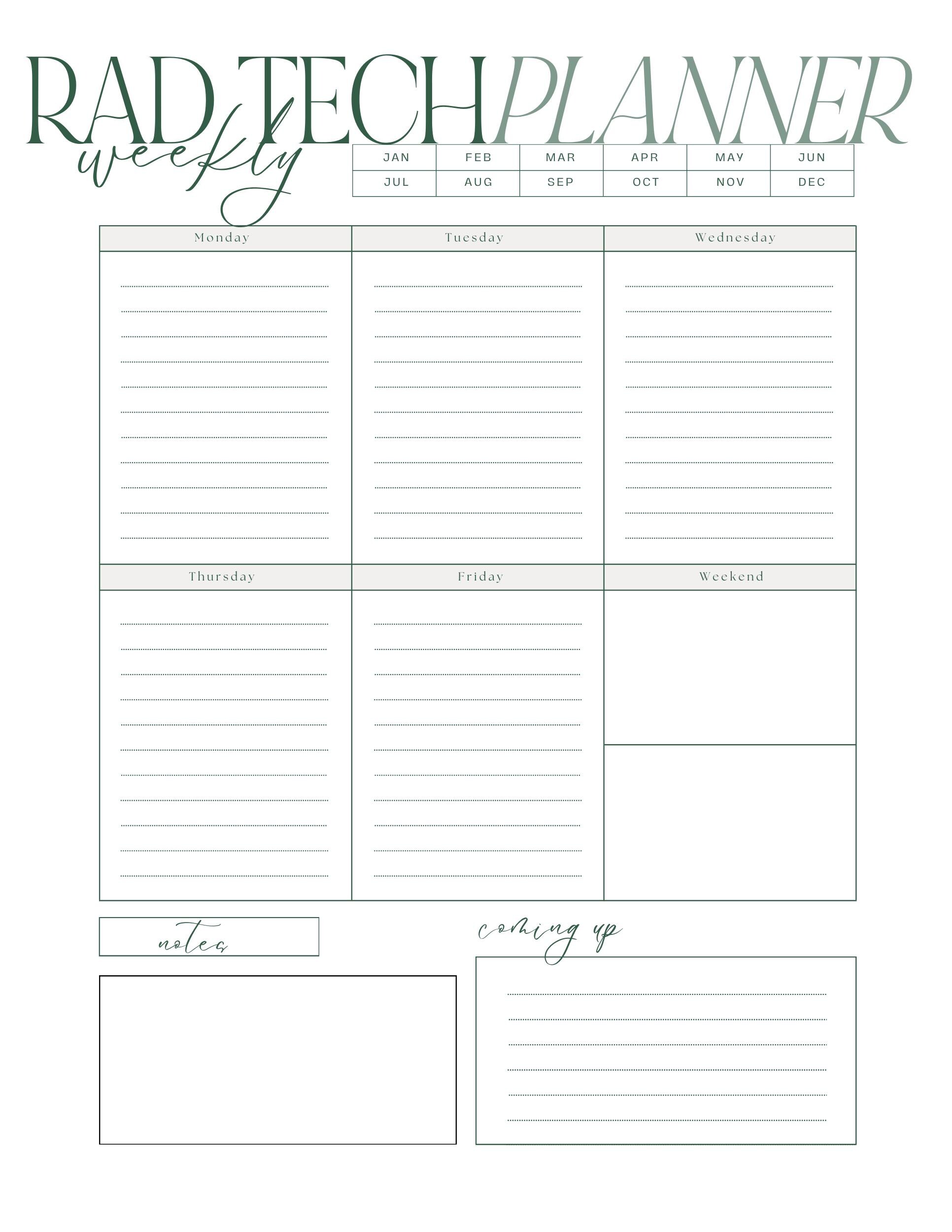 Study Planner for the ARRT Rad Tech X-ray Technician Planner Student ...