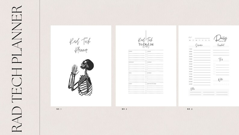 Rad Tech X-ray Black and White Technician Planner Student Clinical ...