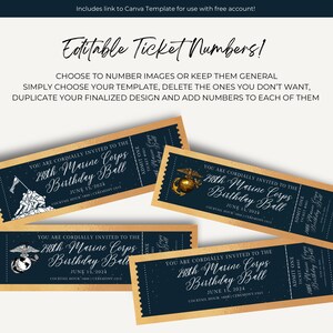 Marine Corps Ball Military Ball Ticket Template MC Birthday Ball ...