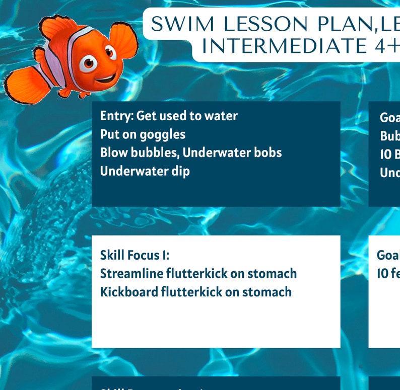 Swim Lesson Plan Intermediate Swimmer Glider 1 Level 2 Swimming ...