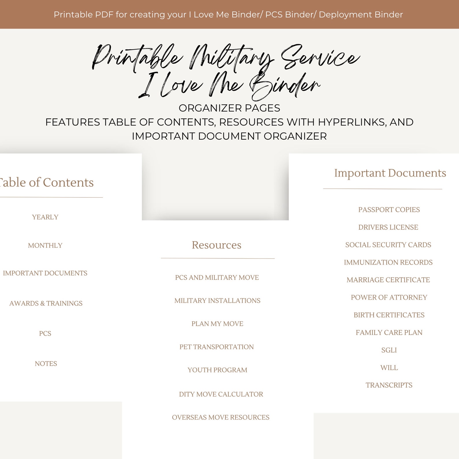 Military Binder I Love Me Binder Organizer PCS Deployment Neutral ...