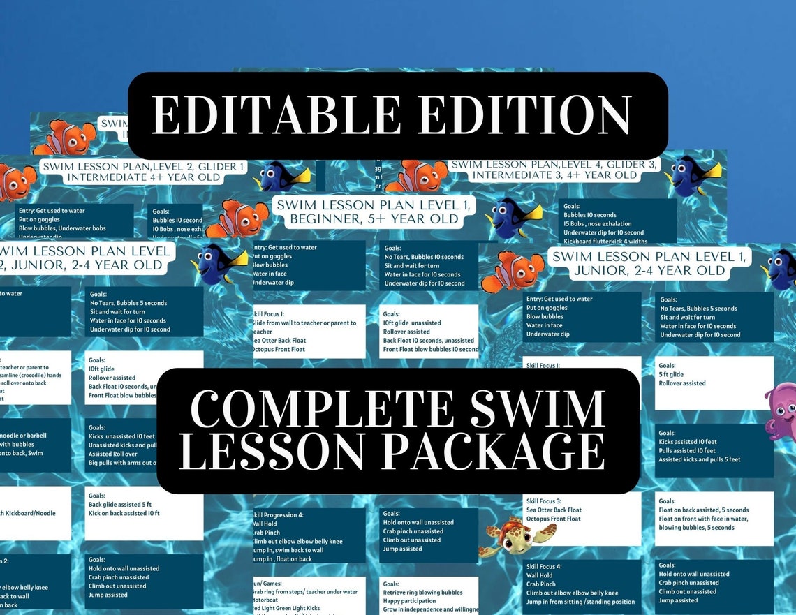 Complete Swim Lesson Instructor Teacher Package- EDITABLE VERSION Learn ...
