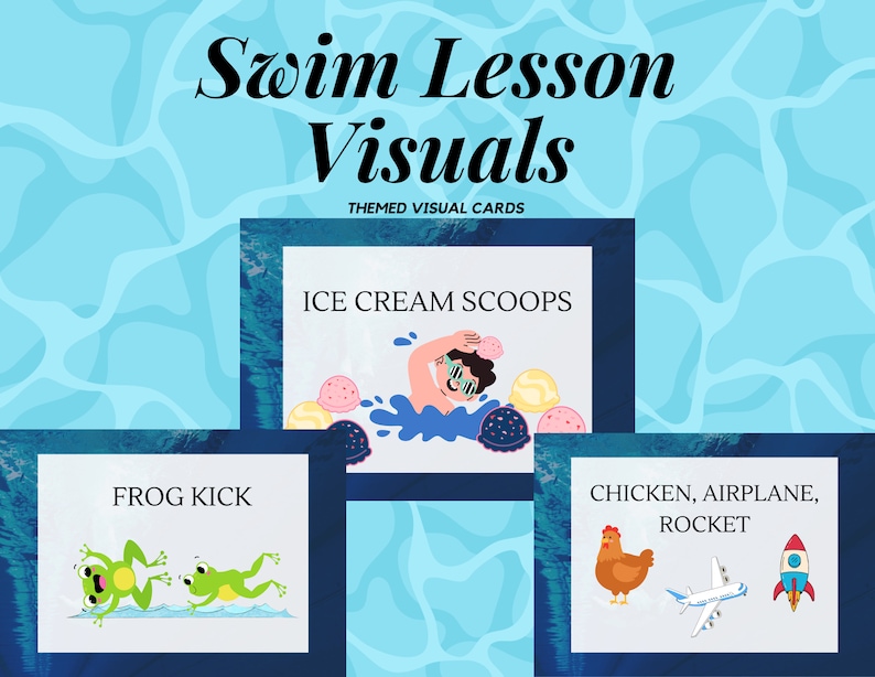 Swim Lesson Visual Cards for Autism, Non-verbal Learners (printable PDF ...