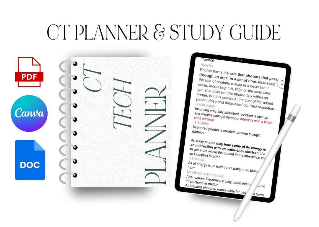 CT Planner Digital Download PDF CT Tech School Program Study Pages ...