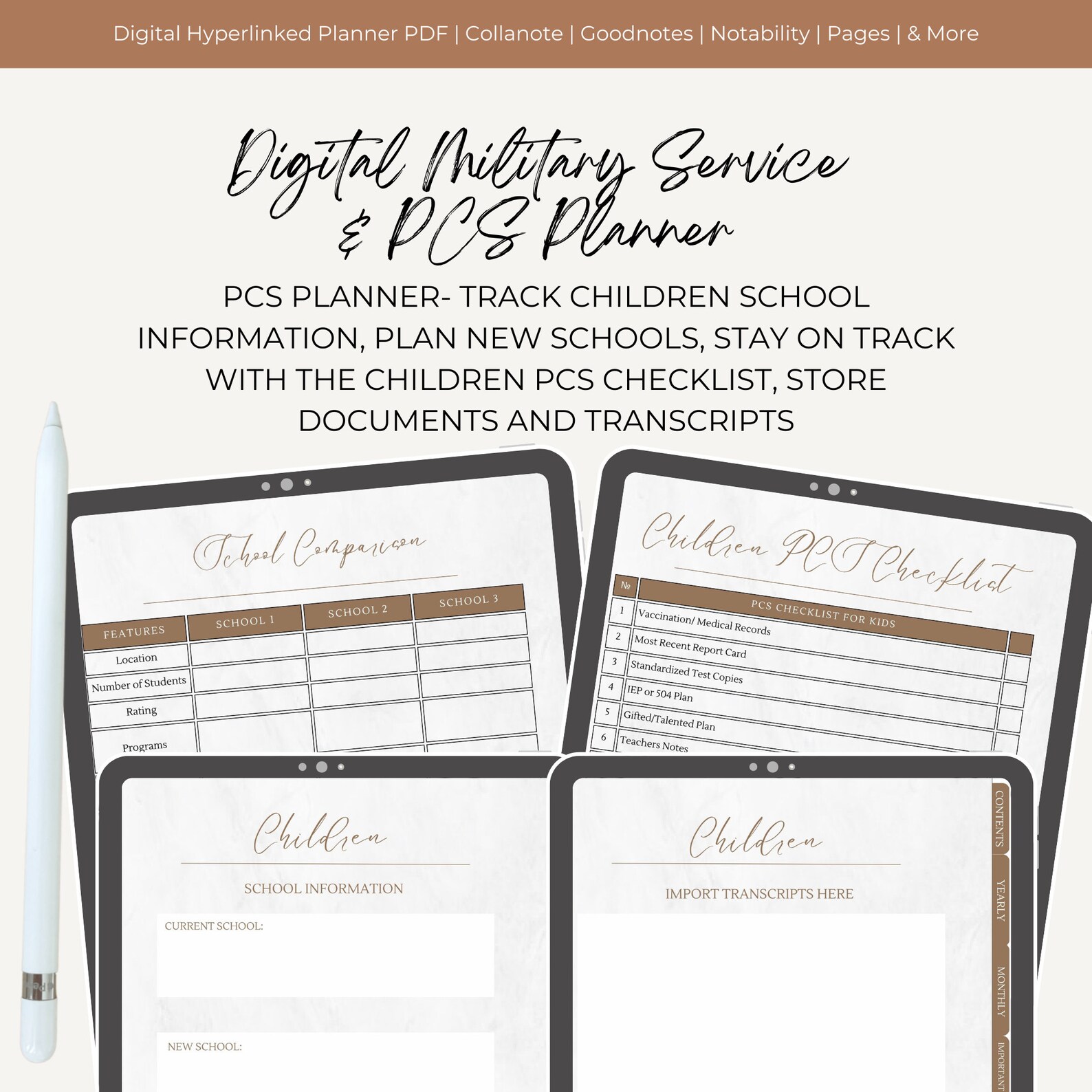 PCS and Deployment Digital Planner Checklist Guide Moving Army Airforce ...