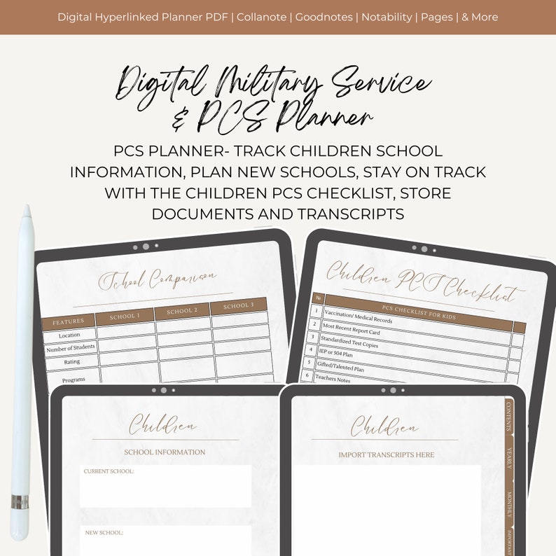 PCS and Deployment Digital Planner Checklist Guide Moving Army Airforce ...