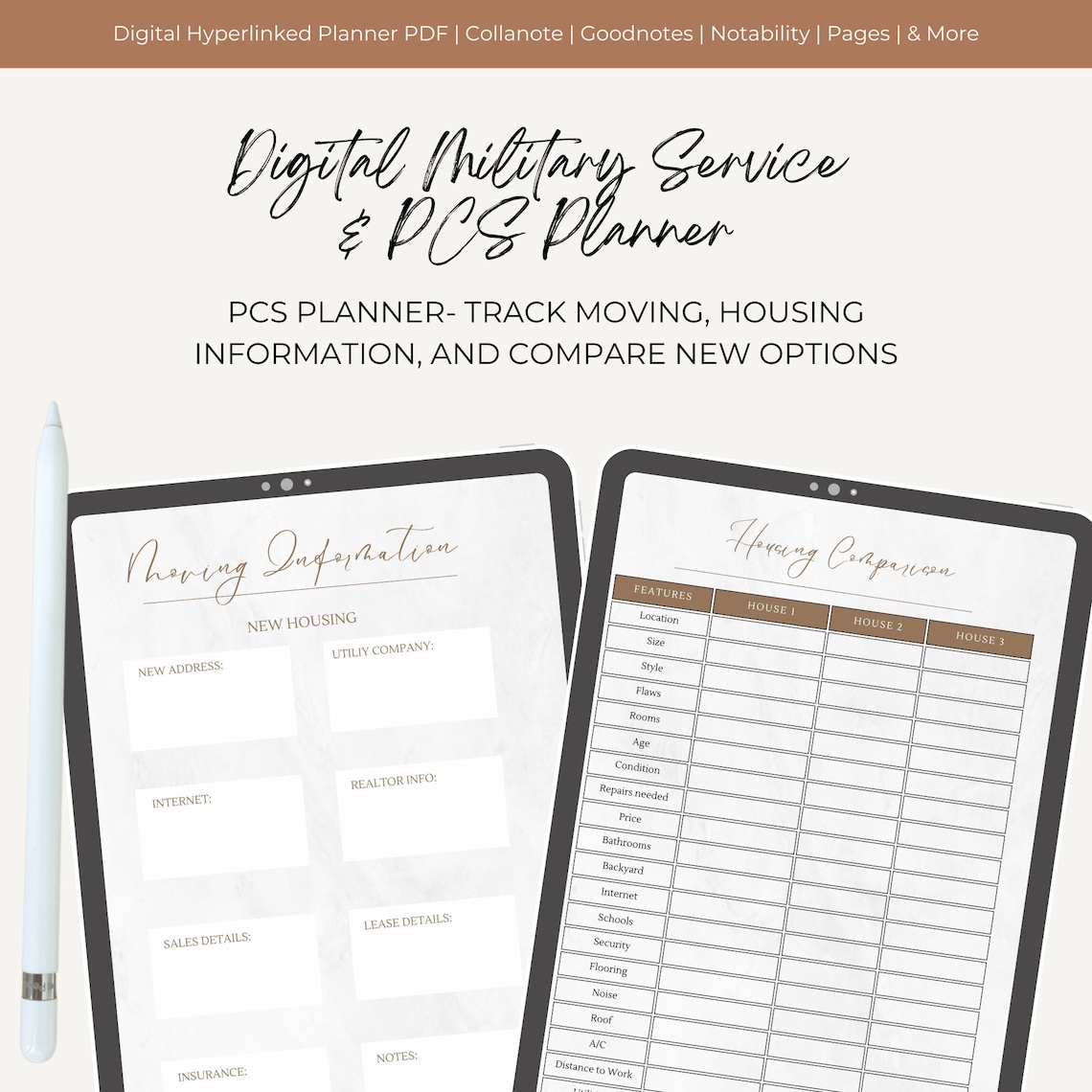 PCS and Deployment Digital Planner Checklist Guide Moving Army Airforce ...