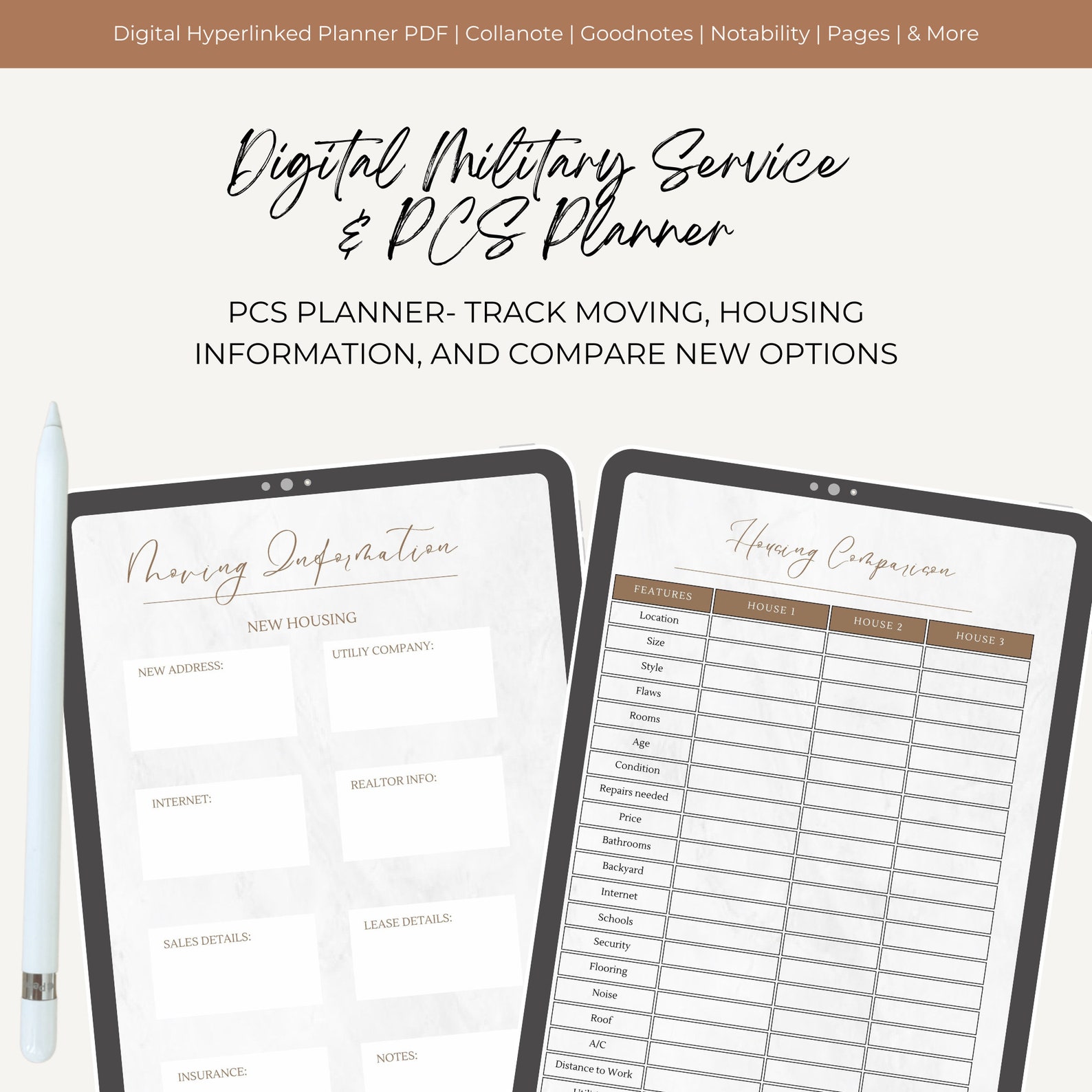PCS and Deployment Digital Planner Checklist Guide Moving Army Airforce ...