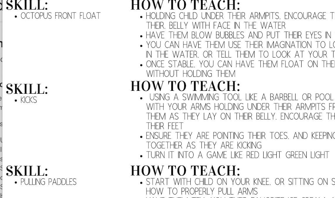 How to Teach Swim Lesson Plans Junior 1 Beginner 1 Combo Pack With How ...