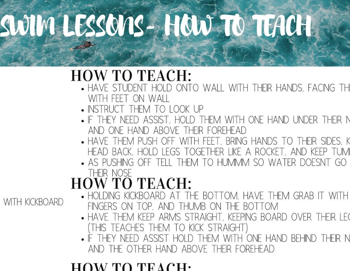 How to Teach Swim Lesson Plans Junior 1 Beginner 1 Combo Pack With How ...