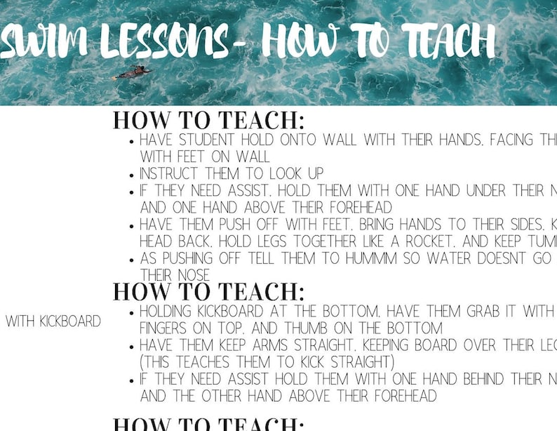 How to Teach Swim Lesson Plans Junior 1 Beginner 1 Combo Pack With How ...