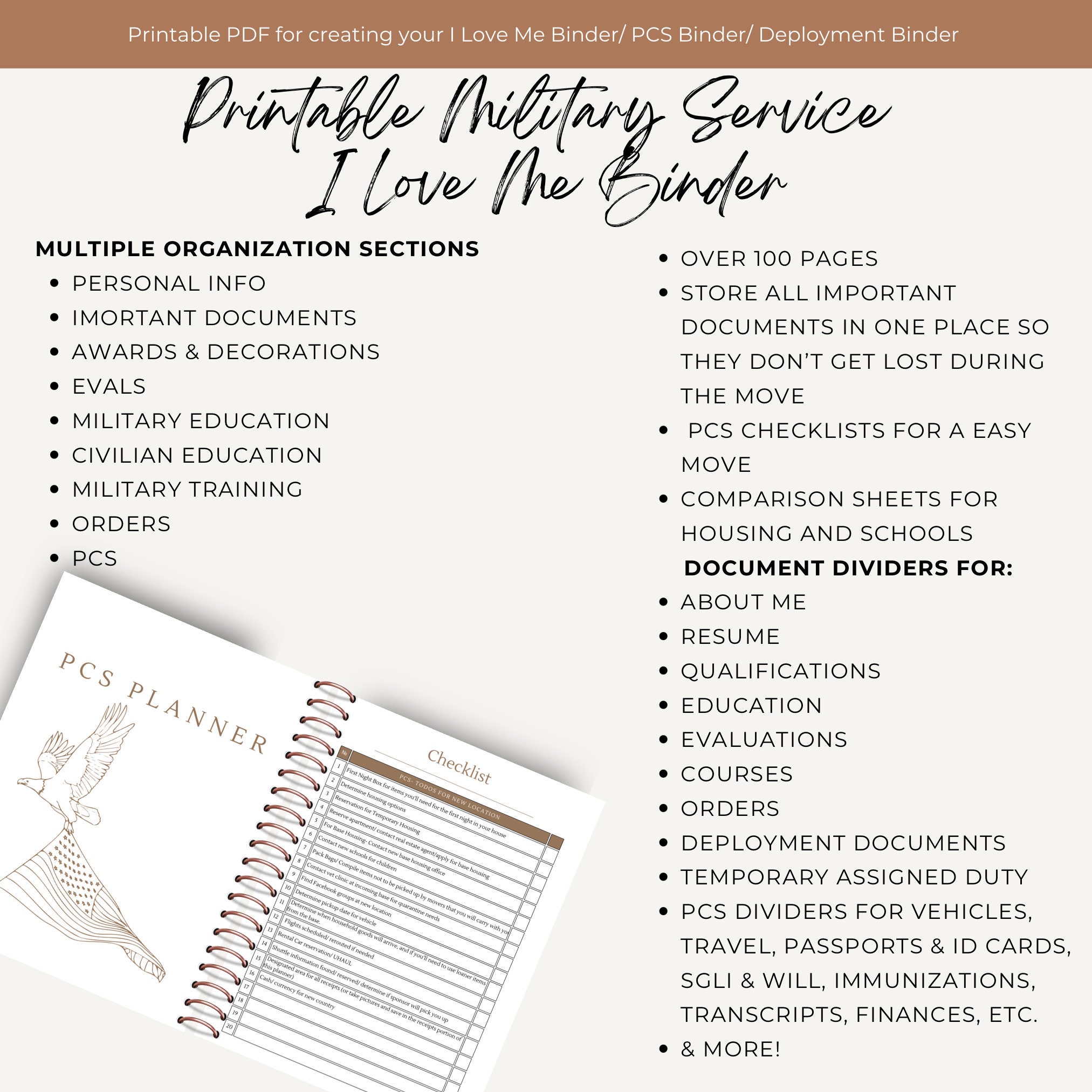 Military Binder I Love Me Binder Organizer PCS Deployment Neutral ...