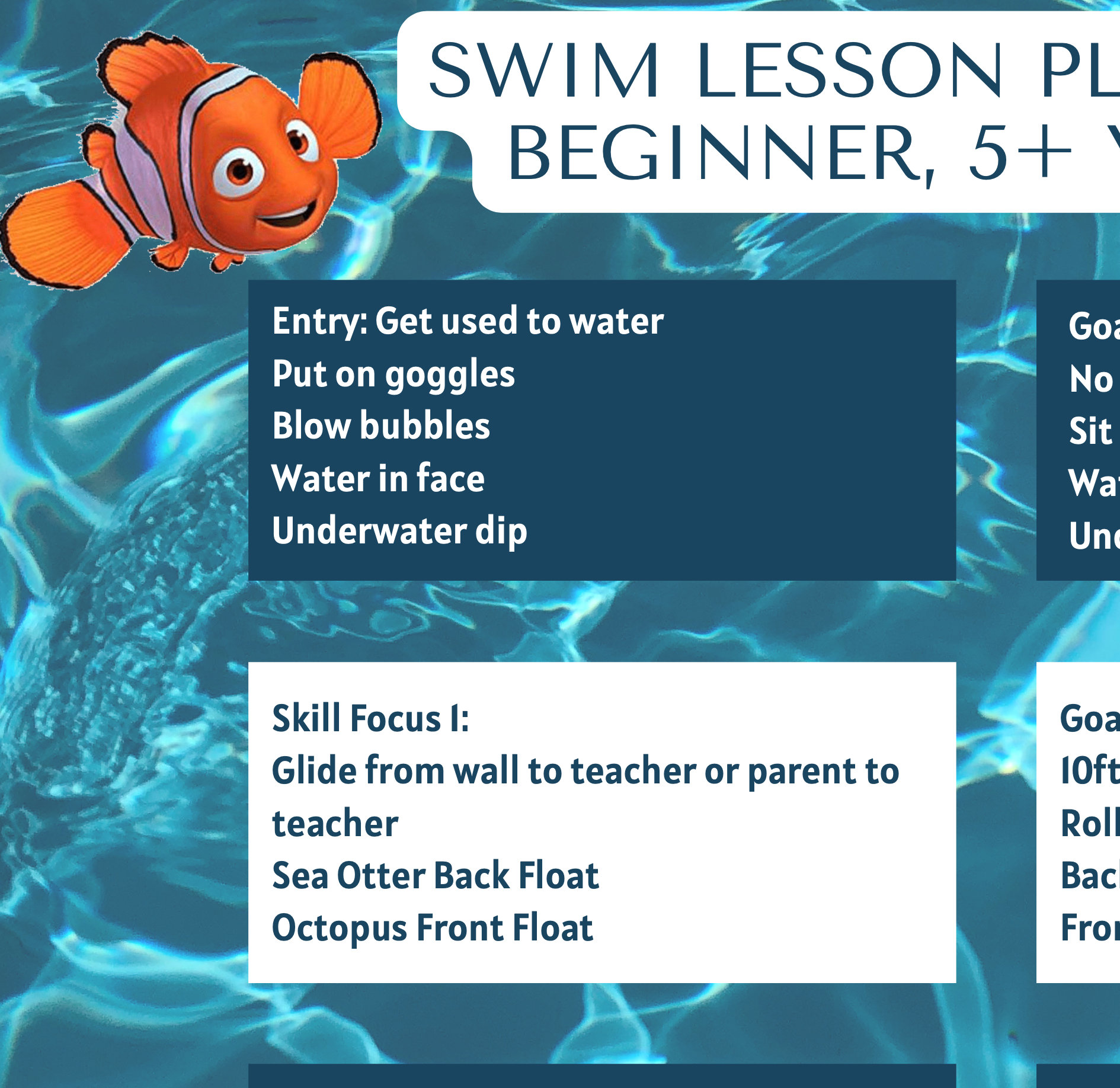 Swim Lesson Plan Beginner Level 1 Swimming 5 and up Water Safety ...