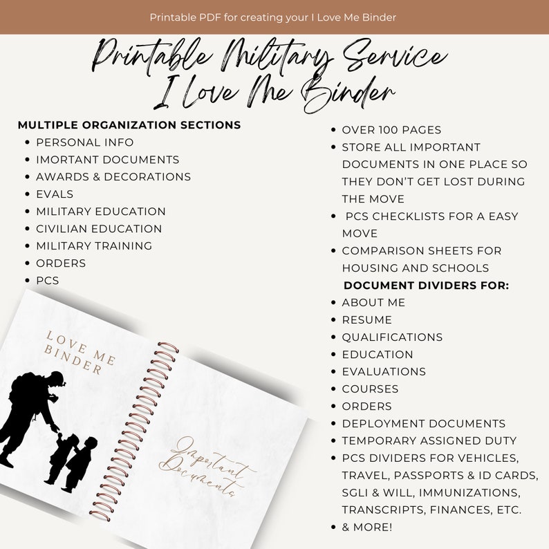I Love Me Binder Military Service Binder Certificates Awards Army Navy ...