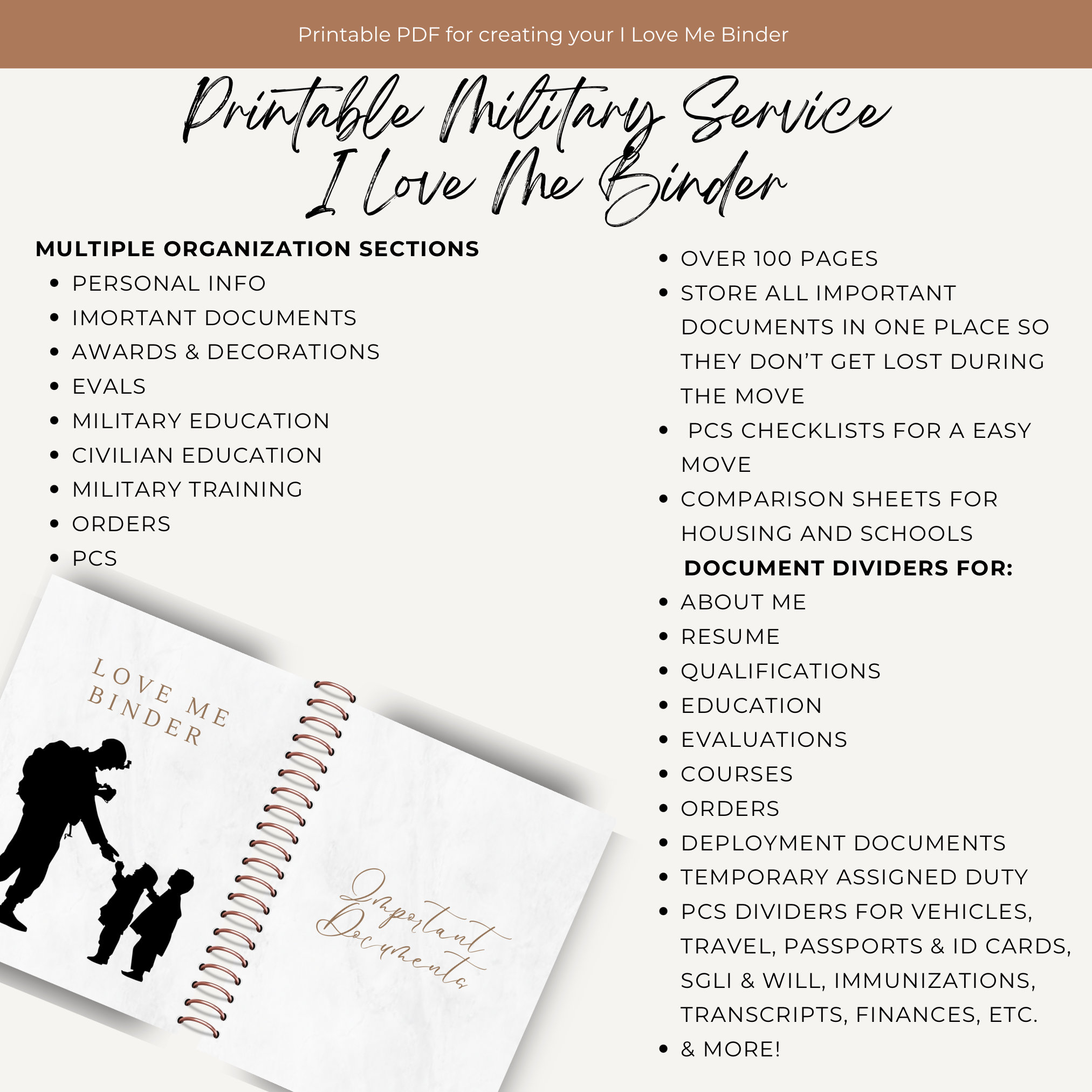 I Love Me Binder Military Service Binder Certificates Awards Army Navy ...