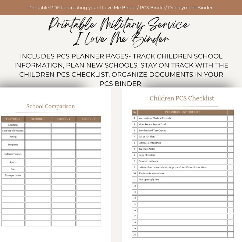 Military Binder I Love Me Binder Organizer PCS Deployment Neutral ...