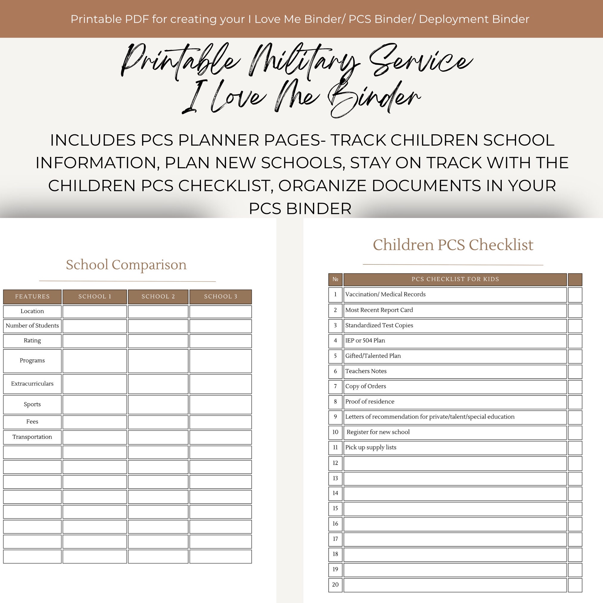 Military Binder I Love Me Binder Organizer PCS Deployment Neutral ...