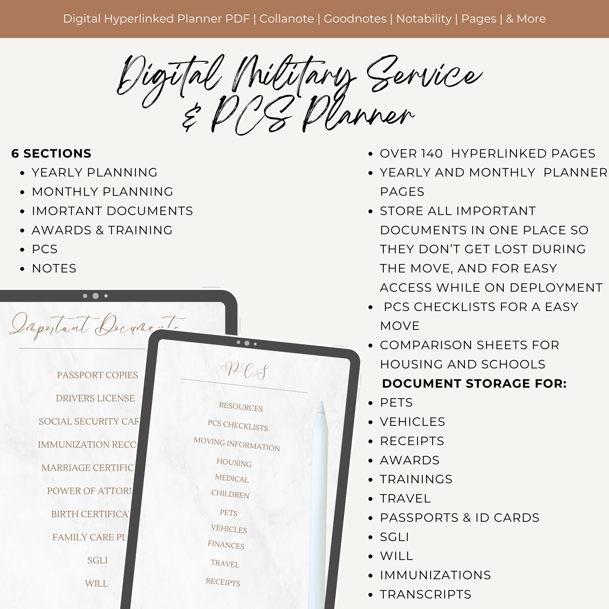 PCS and Deployment Digital Planner Checklist Guide Moving Army Airforce ...