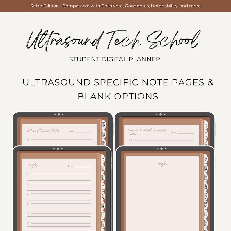 Ultrasound Tech Student Digital Planner Notebook Sonographer School ...