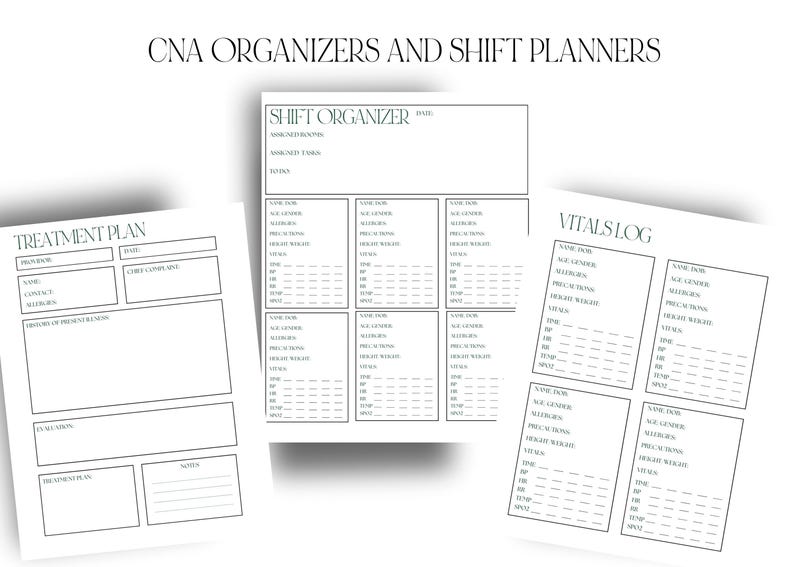 CNA Planner: Shift Organizer, Study & Vital Tracking (digital Download ...