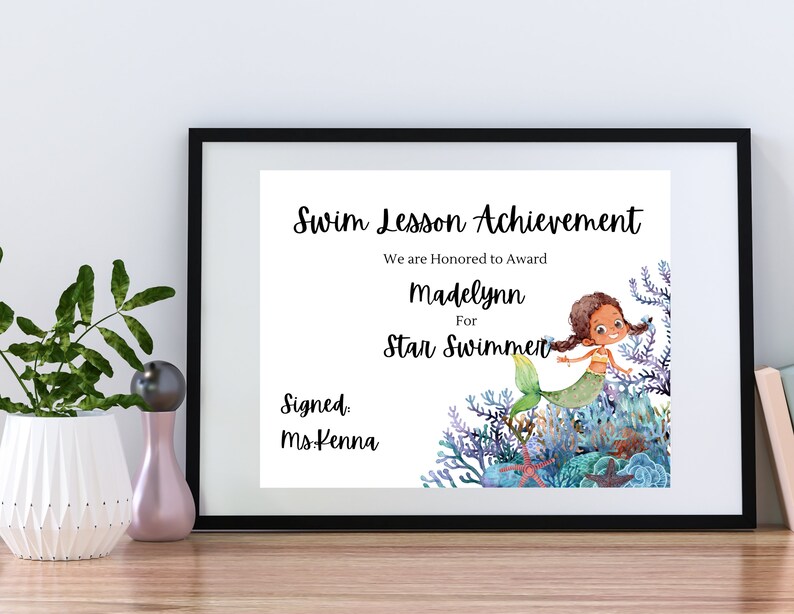 Swimming Certificate Swim Lesson Achievement Progress Editable Document ...