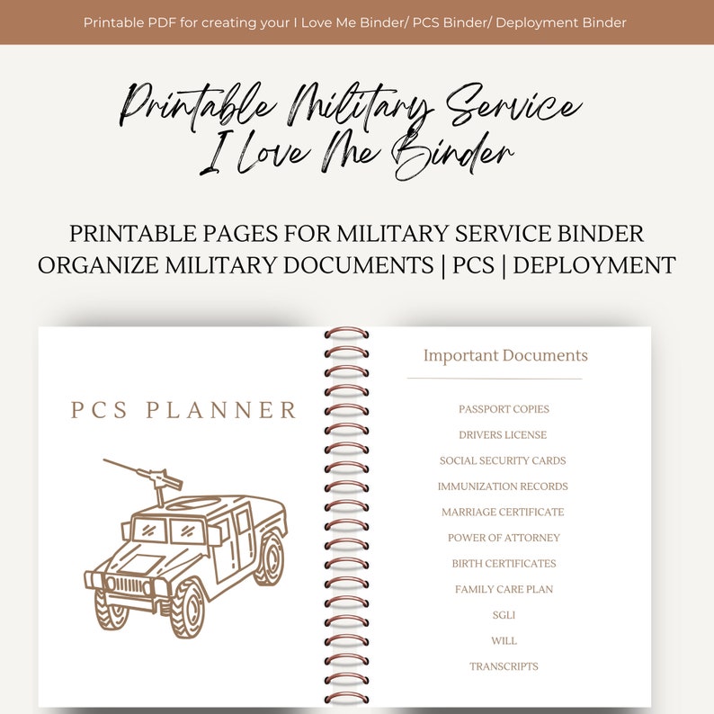 Military Binder I Love Me Binder Organizer PCS Deployment Neutral ...