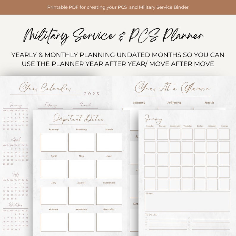 Printable PDF PCS Binder Deployment Planner Military Move Checklist ...