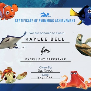 Swimming Certificate Swim Lesson Achievement Progress Editable Document ...