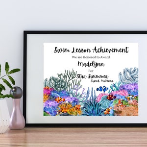 Swimming Certificate Swim Lesson Achievement Progress Editable Document ...