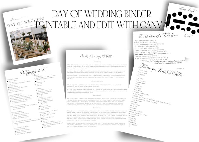 Day of Wedding Binder, Step by Step Wedding Plan, Budget Spreadsheet ...