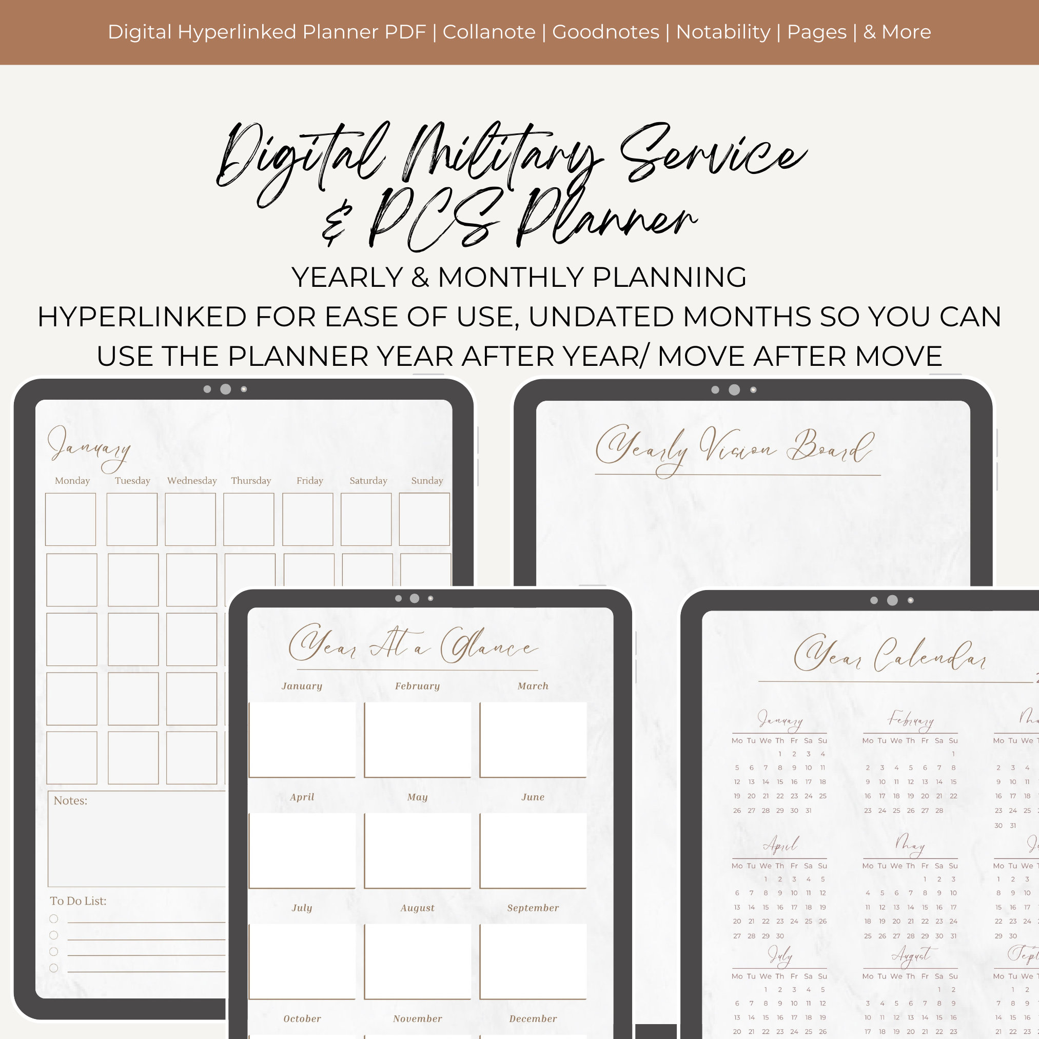 PCS and Deployment Digital Planner Checklist Guide Moving Army Airforce ...