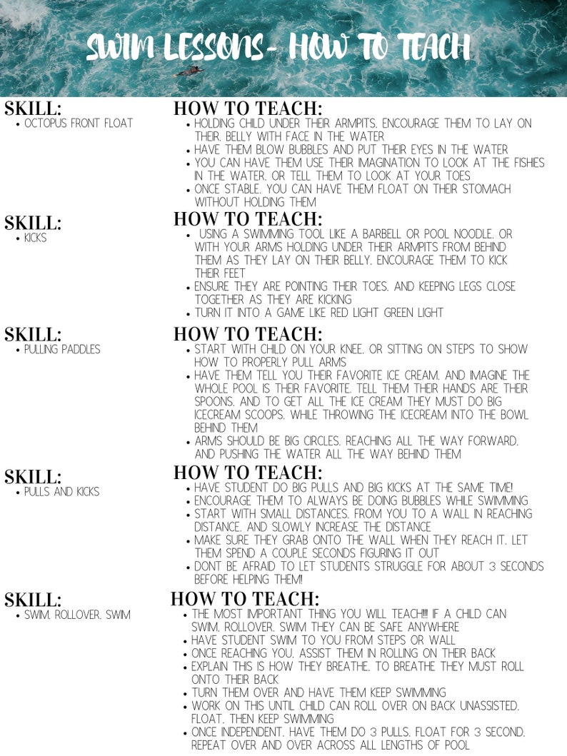 How to Teach Swim Lesson Plans Junior 1 Beginner 1 Combo Pack With How ...
