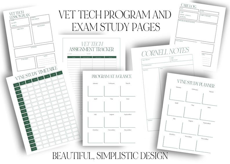 VET TECH Planner VTNE Study Planner Veterinary Technician Planning ...