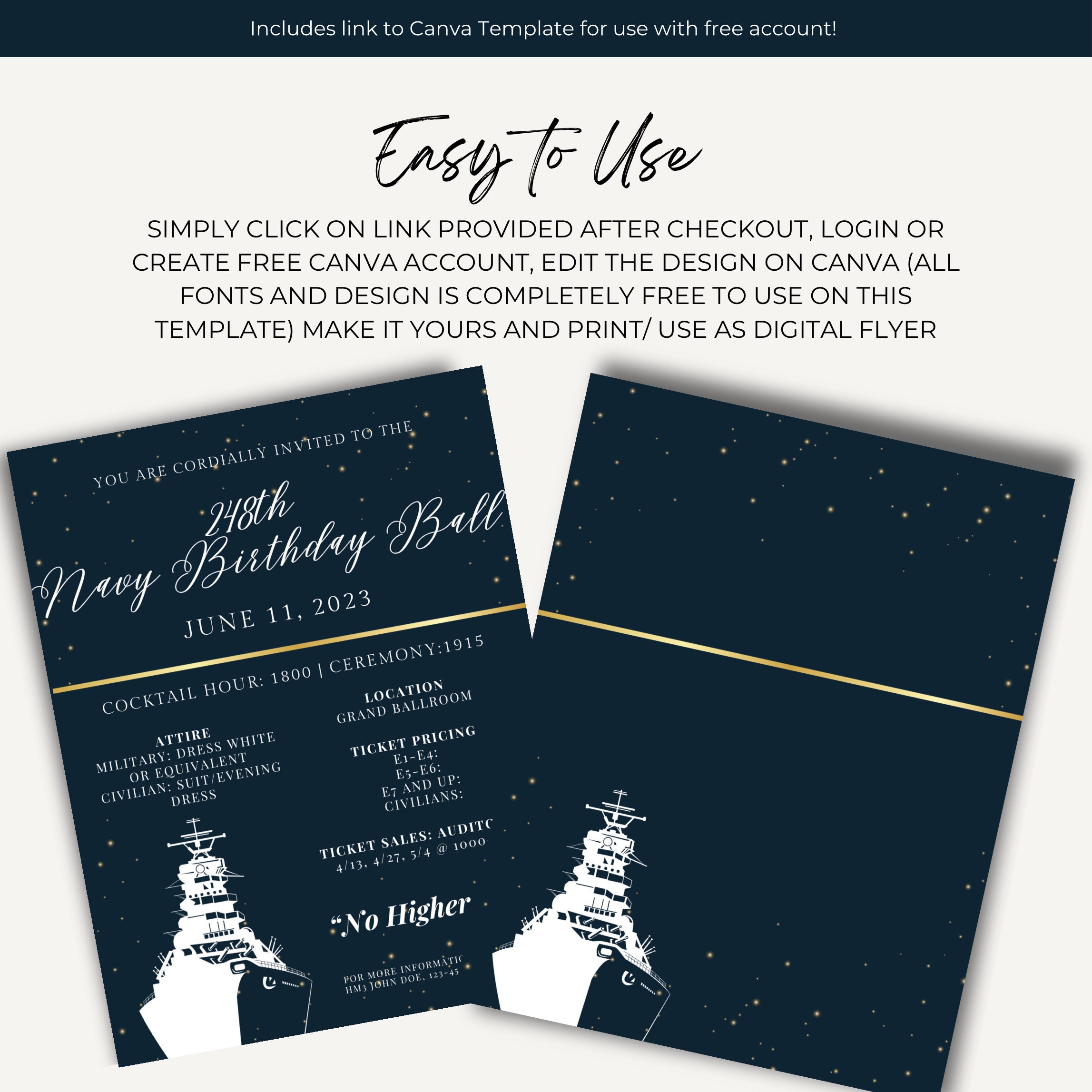 Navy Ball Flyer Template U.S Navy HM Corpsman Seabee BM CS Printable - Etsy