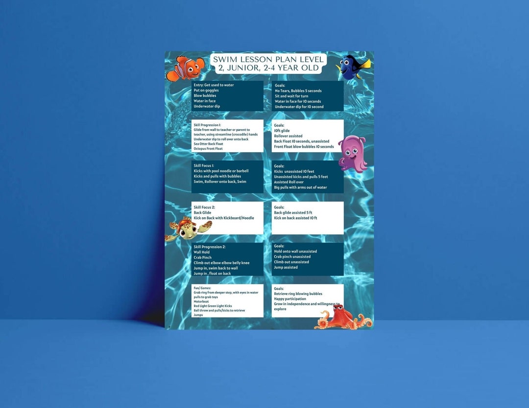 Swim Lesson Plan Level 2 Junior 2 Water Safety Toddler Preschooler ...