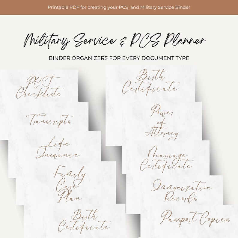 Printable PDF PCS Binder Deployment Planner Military Move Checklist ...