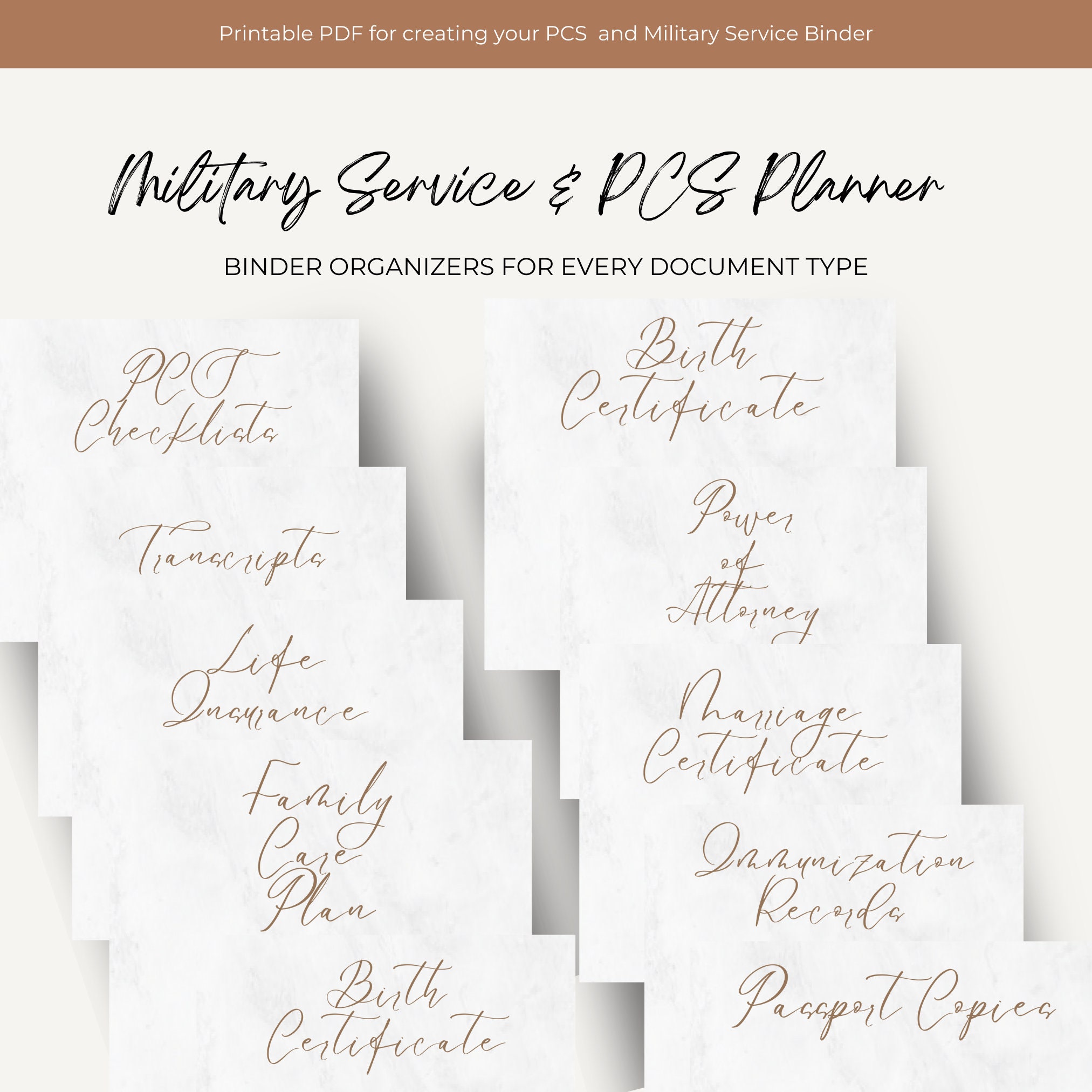 Printable PDF PCS Binder Deployment Planner Military Move Checklist ...