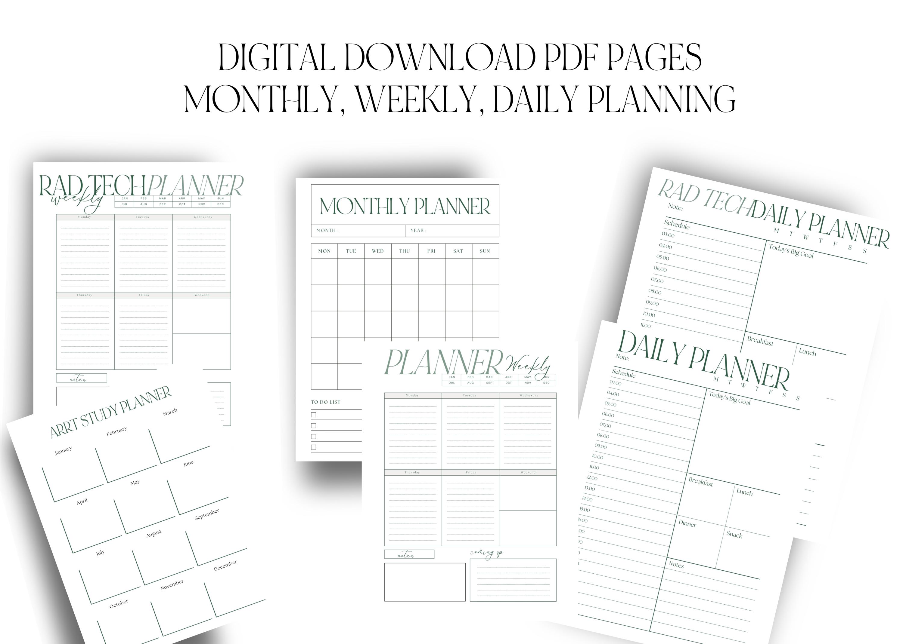 Study Planner for the ARRT Rad Tech X-ray Technician Planner Student ...