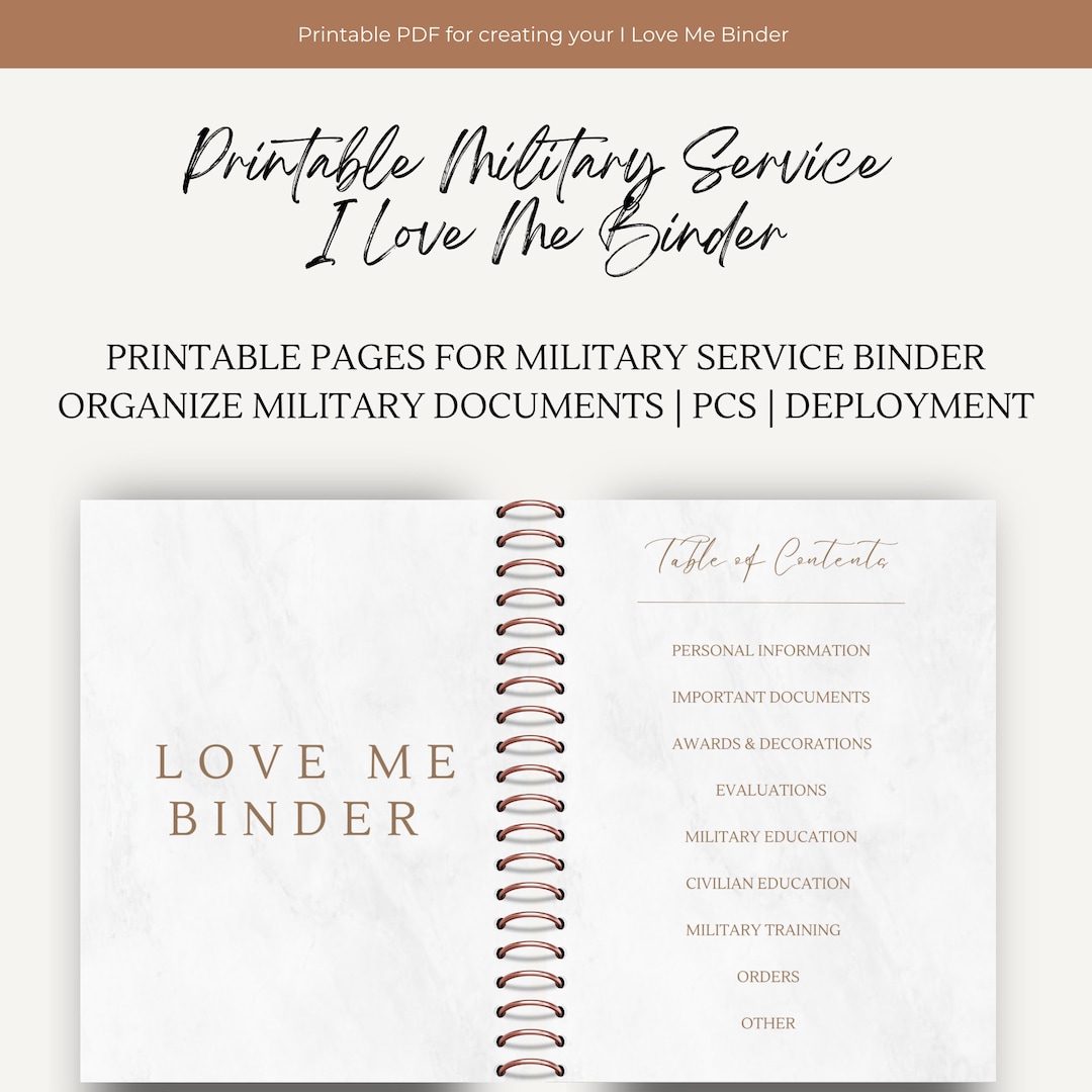 I Love Me Binder Military Service Binder Certificates Awards Army Navy ...