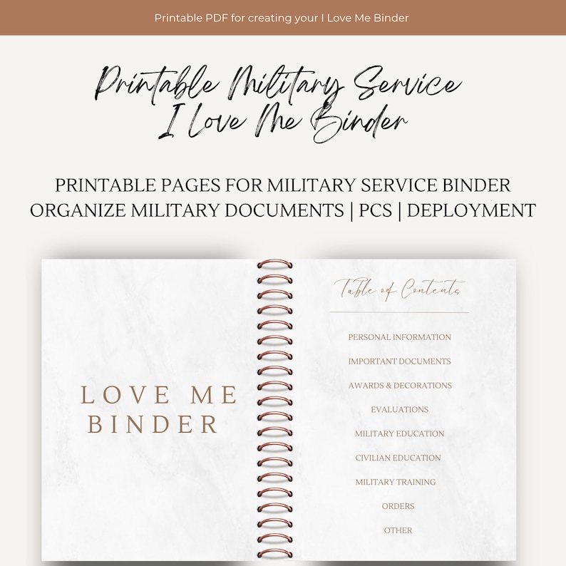 I Love Me Binder Military Service Binder Certificates Awards Army Navy ...