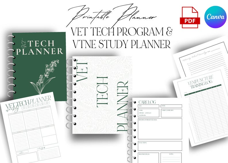 VET TECH Planner VTNE Study Planner Veterinary Technician Planning ...