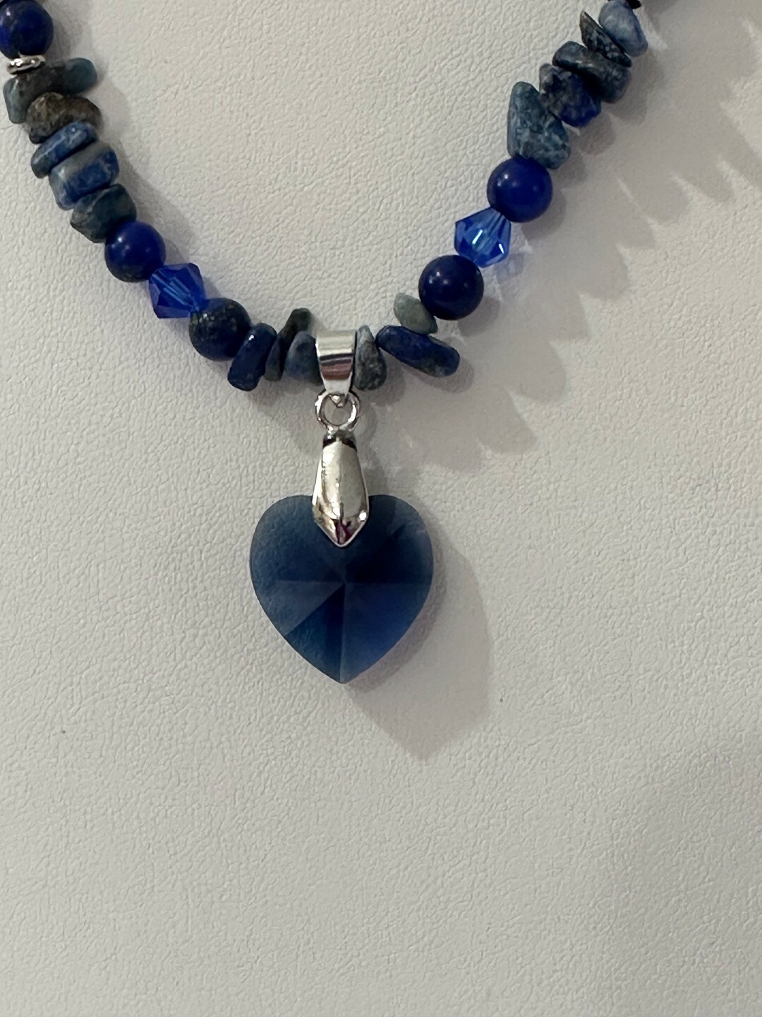 Lapis & Swarovski Dark Indigo XLN Heart Pendant Crystal, 20 Inch ...